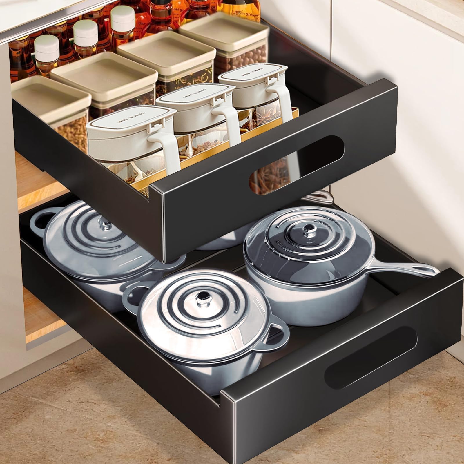 Amazon.com: 2 Pack | Pull Out Organzier Drawers for Cabinets Fixed with ...