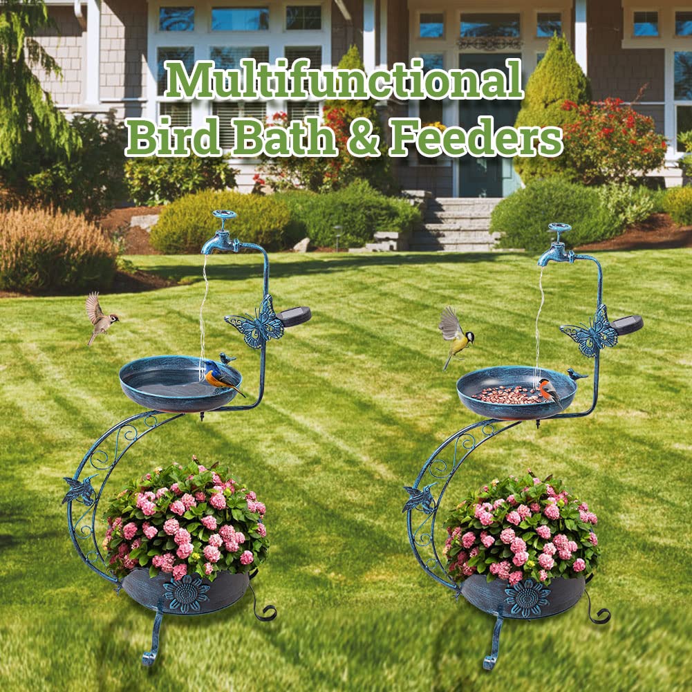 Snapklik.com : VEWOGARDEN Blue Bird Baths For Outdoors Metal Garden ...