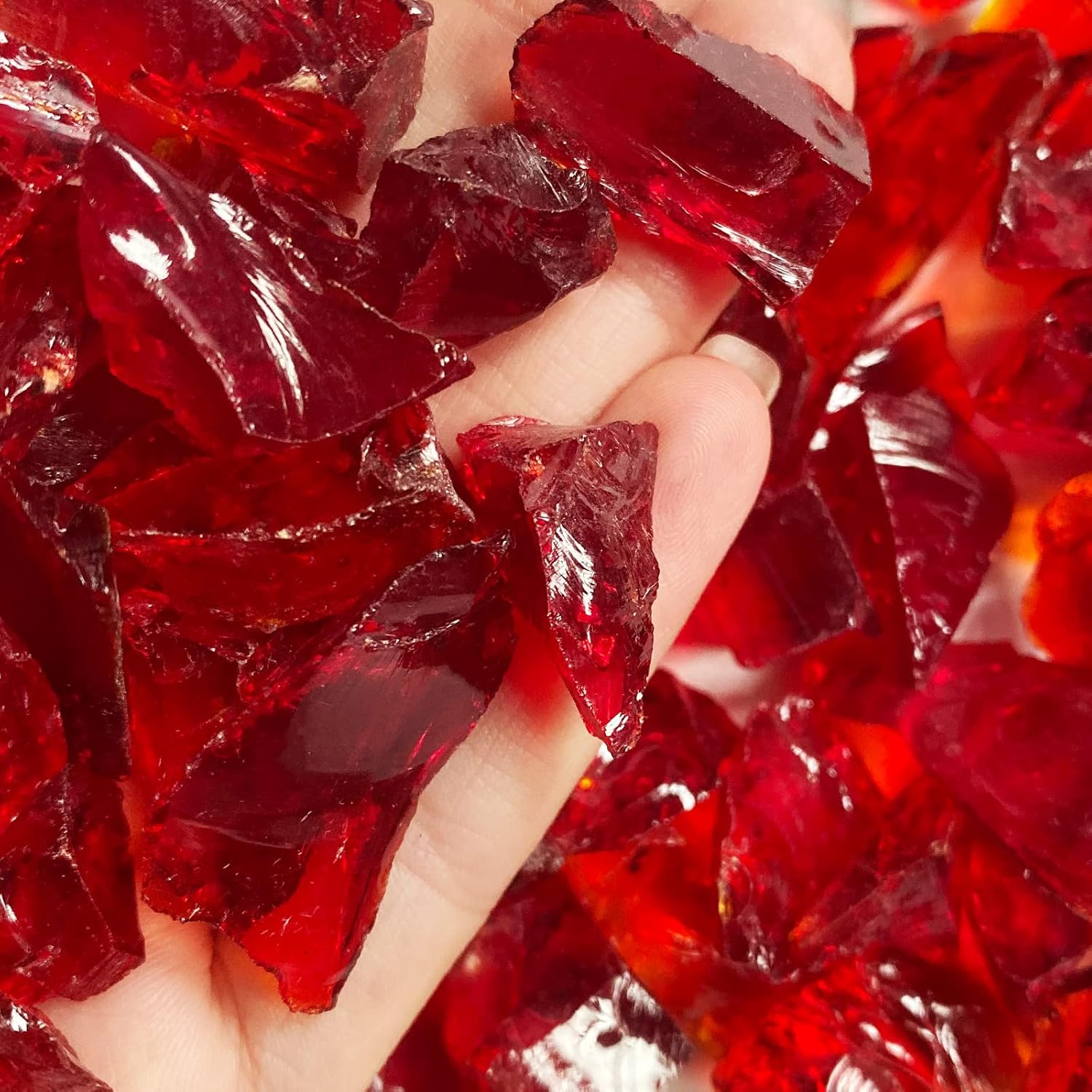 Amazon.com: Jeejunye 2lb Red Glass Rock, 10-20mm Borken Dark Red Glass ...