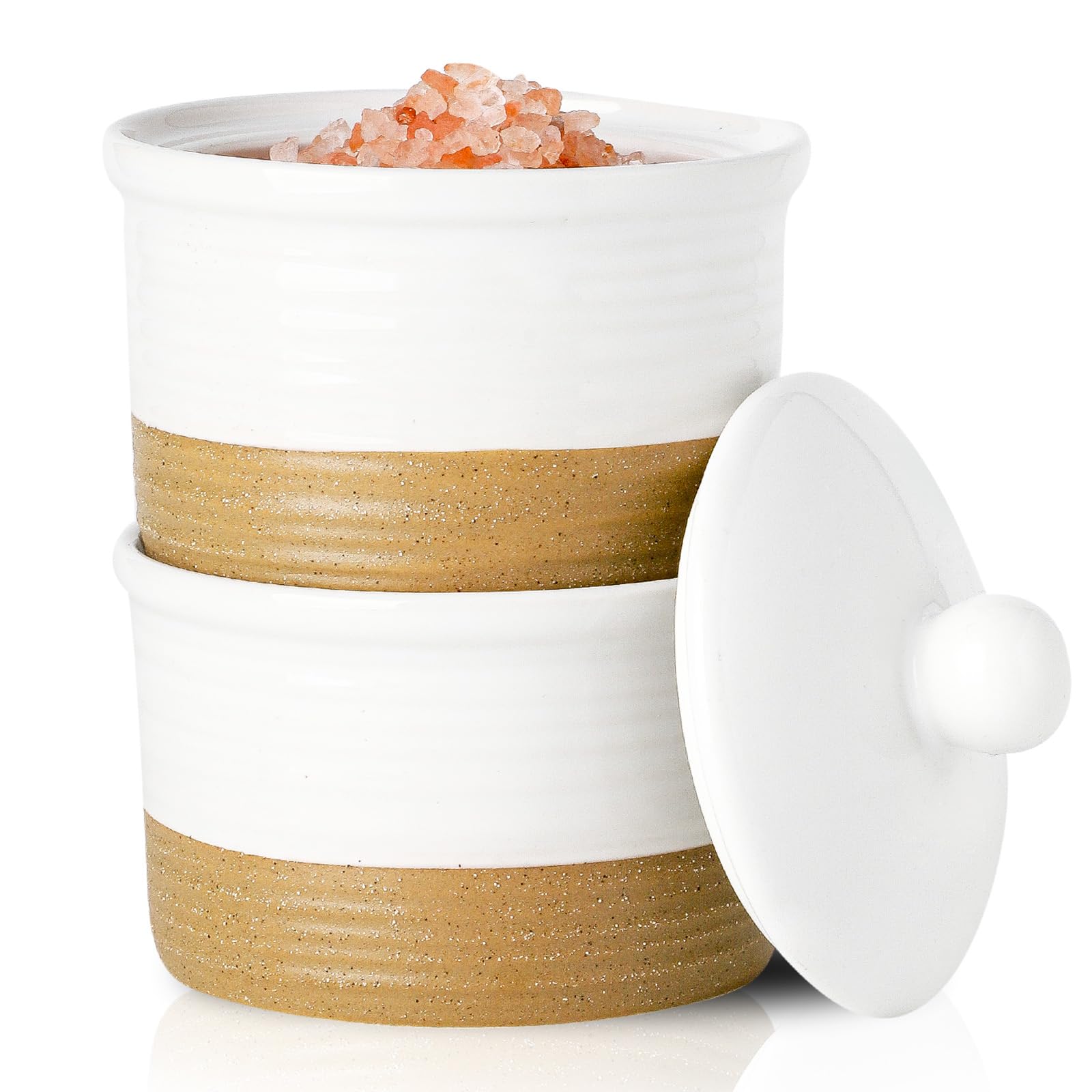 Amazon.com: Hasense Salt Cellar, Ceramic Salt and Pepper Bowls, 9 oz ...
