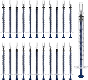 Amazon.com: 50 Pack 1ml Plastic Syringe Sterile Individual Wrap with Cap,Measurement for ...