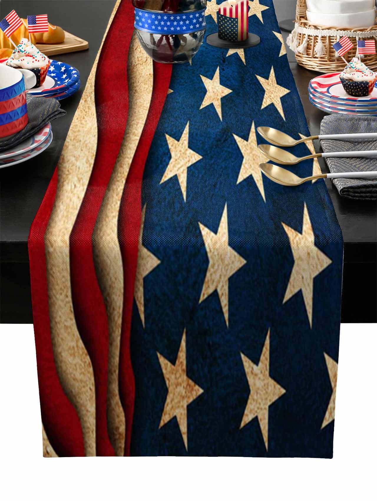 Amazon.com: Rustic American Flag Table Runner Independence Day July 4th ...