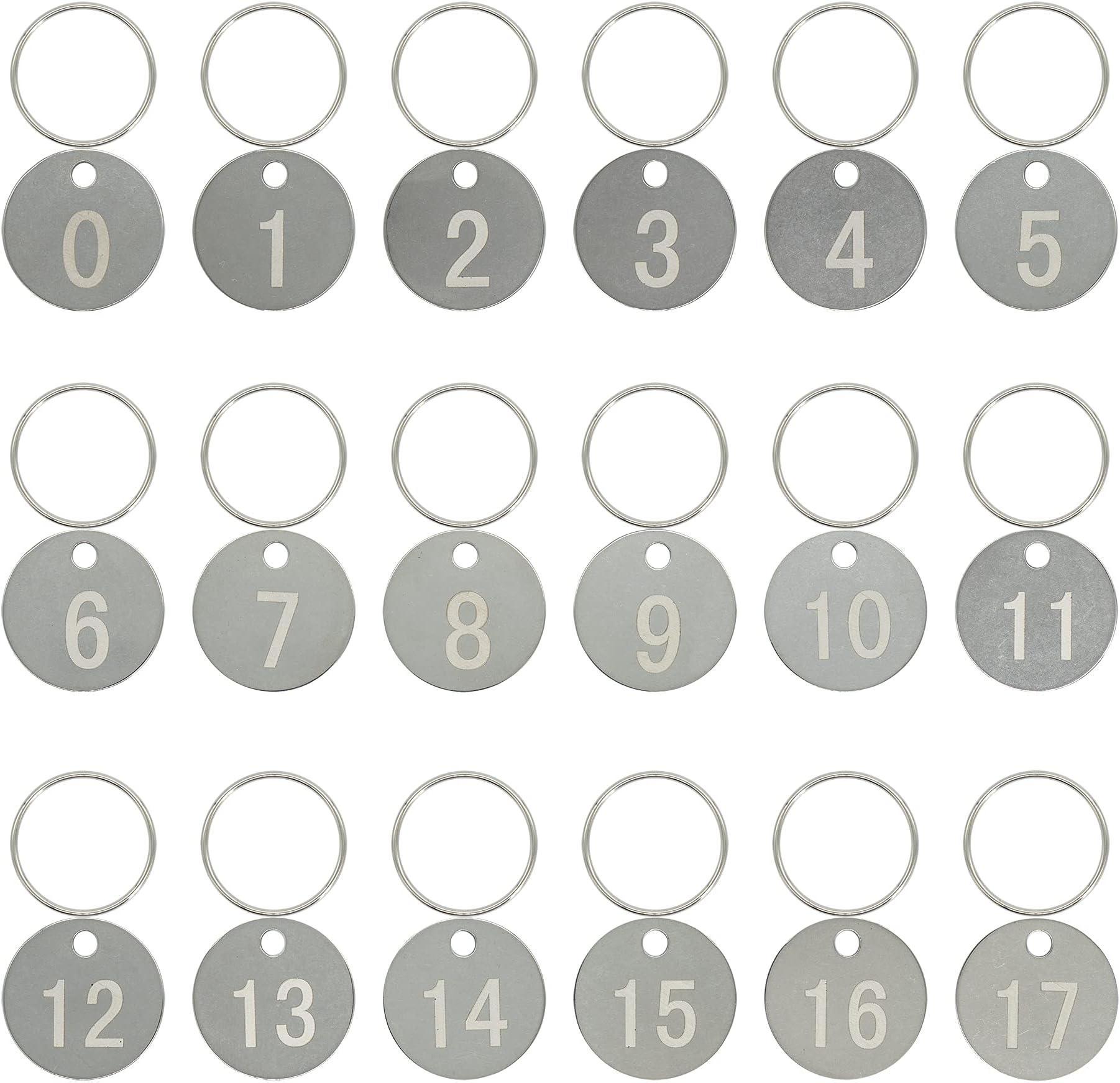 304 Stainless Steel Number Tags Key Tags ID Tags with White Numbers (0 ...