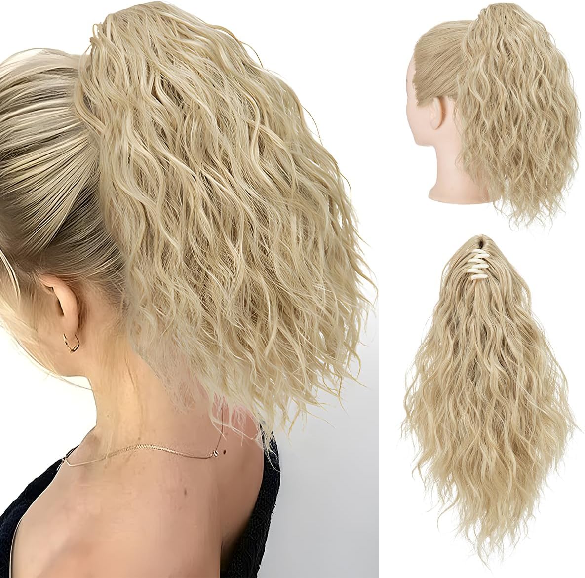 Amazon.com : SARLA Short Ponytail Extension Claw Clip in 13 Inch Fluffy ...