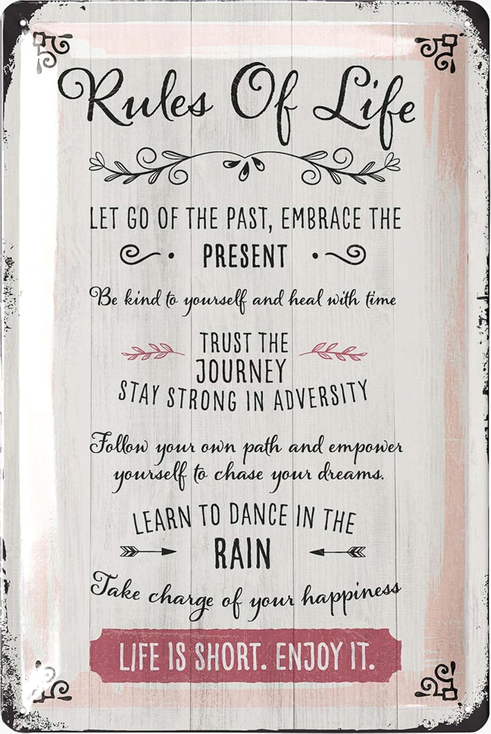 Amazon.com: LANOLU Vintage Tin Sign - 7 Rules of Life, Home Belief ...