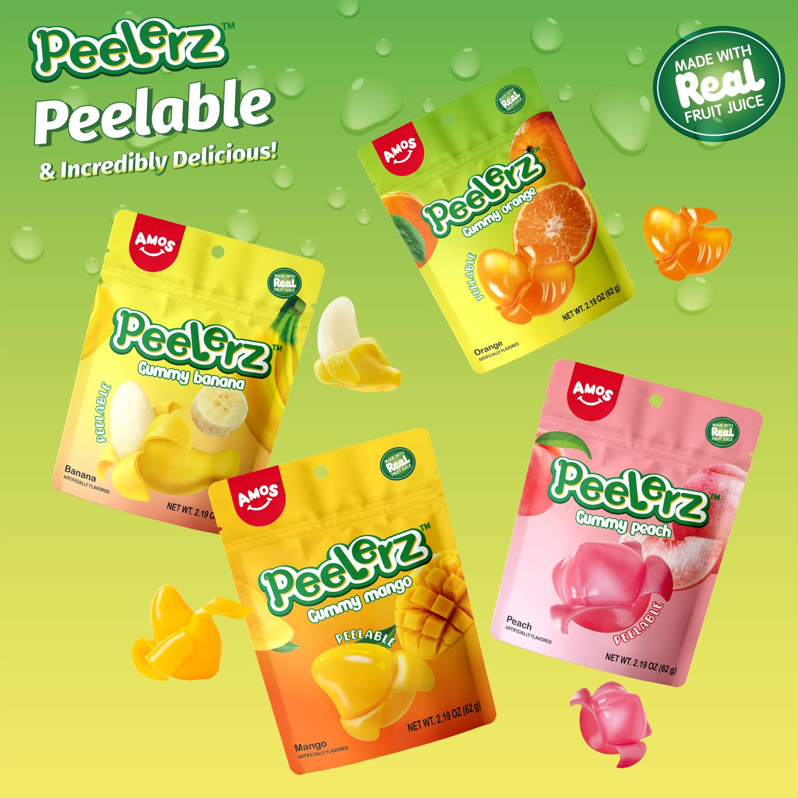 Snapklik.com : AMOS Peelerz Gummy Variety Pack - 4 Individual Packs