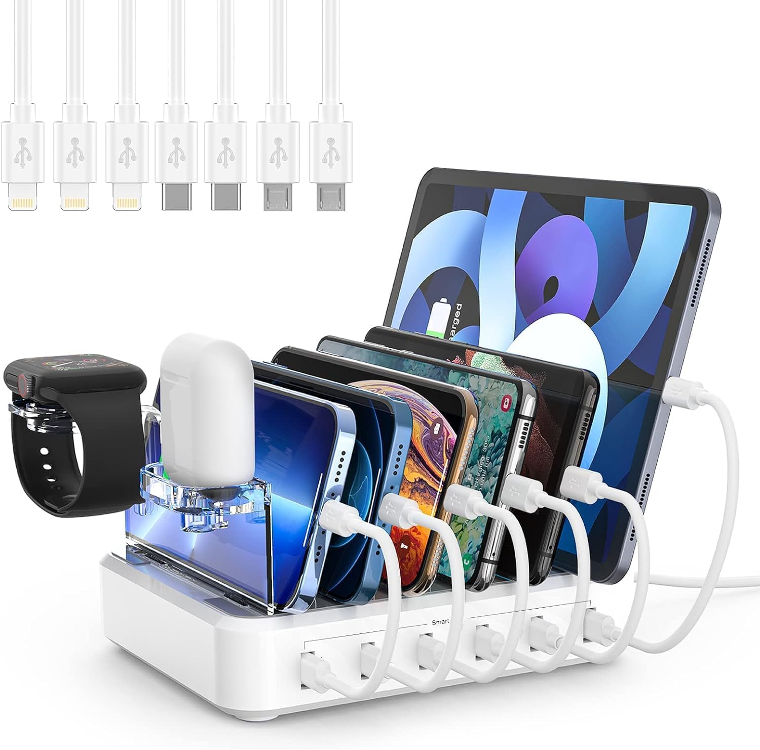 Amazon.com: Poweroni 4 Port USB Charging Station - Fast Charging Dock ...