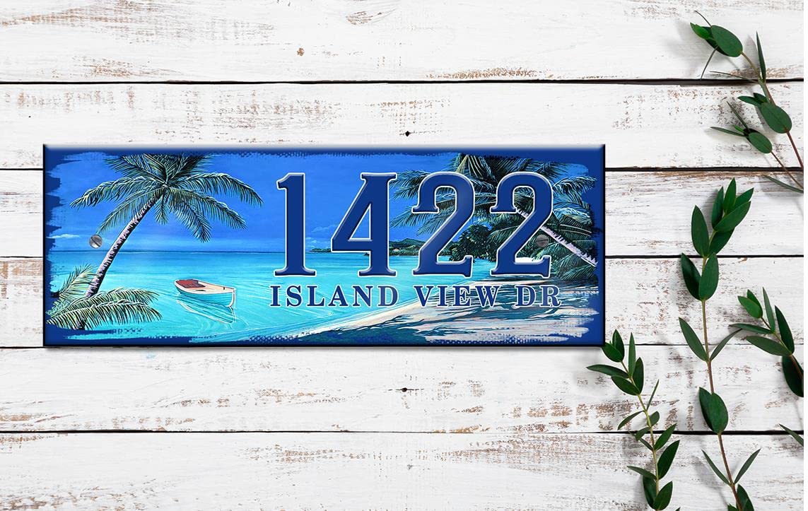 Tropical Small House Numbers Coastal And Nautical House Number Wall