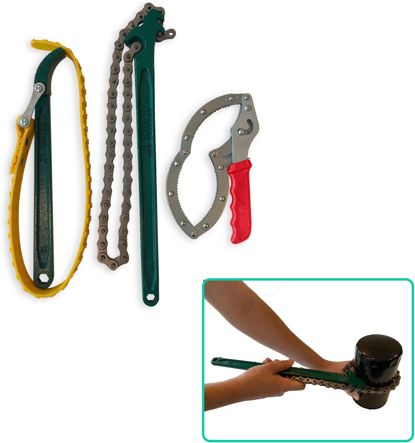 Sanbege 15" Belt Strap Wrench with Adjustable 36" Steel Wire Rubber ...