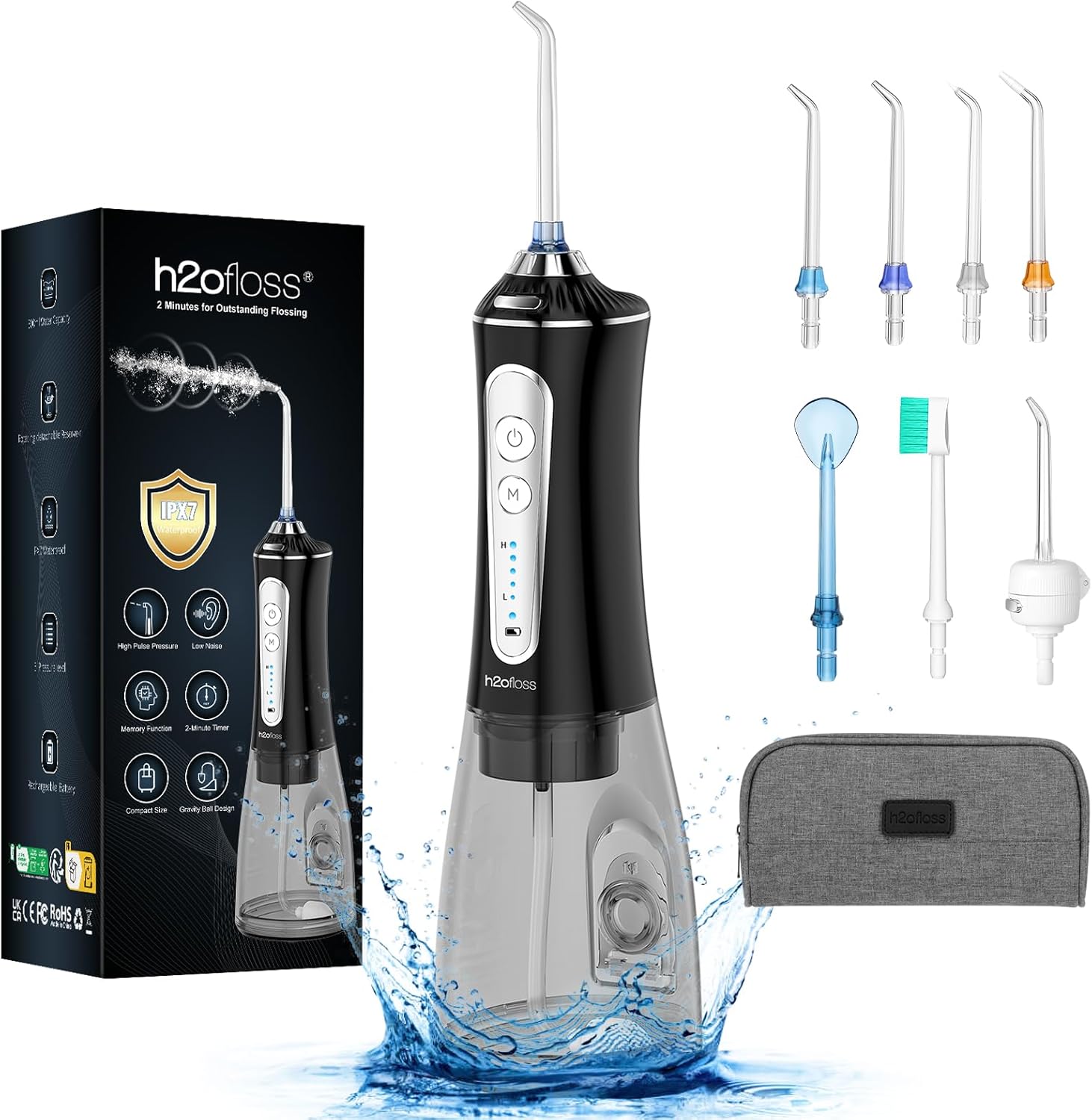 H2ofloss Water Flosser for Teeth Cordless, Rechargeable Oral Irrigator ...