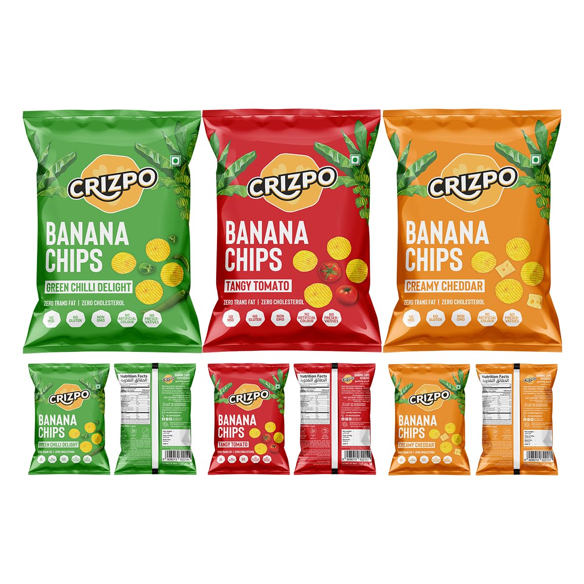 Crizpo Banana Chips - Pack of 6 Combo (270gms) - Tangy Tomato, Creamy ...