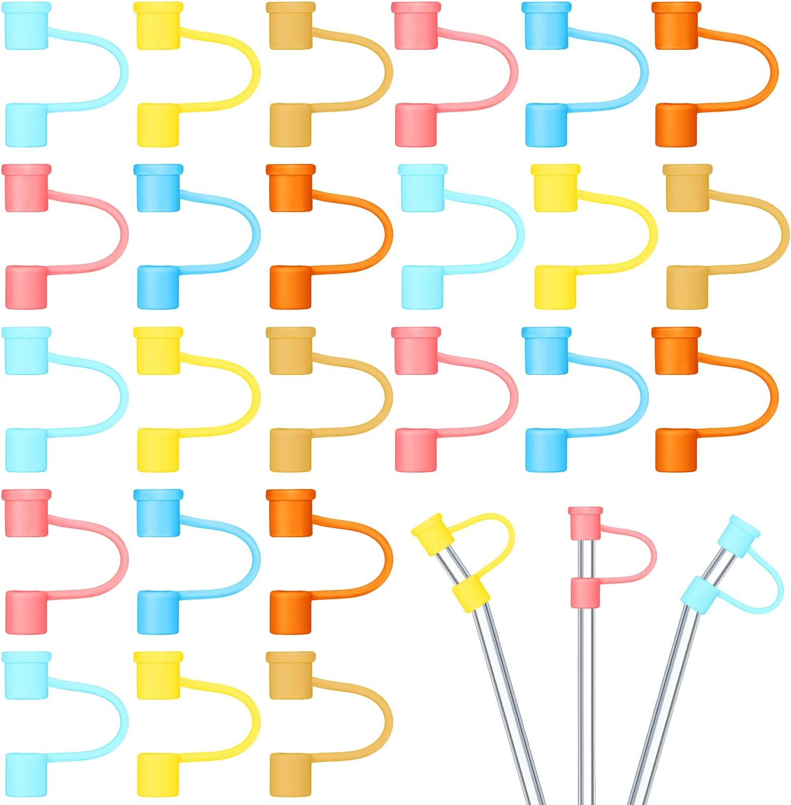 Amazon.com: Didaey 120 Pcs Straw Tips Cover Reusable Drinking Straw ...