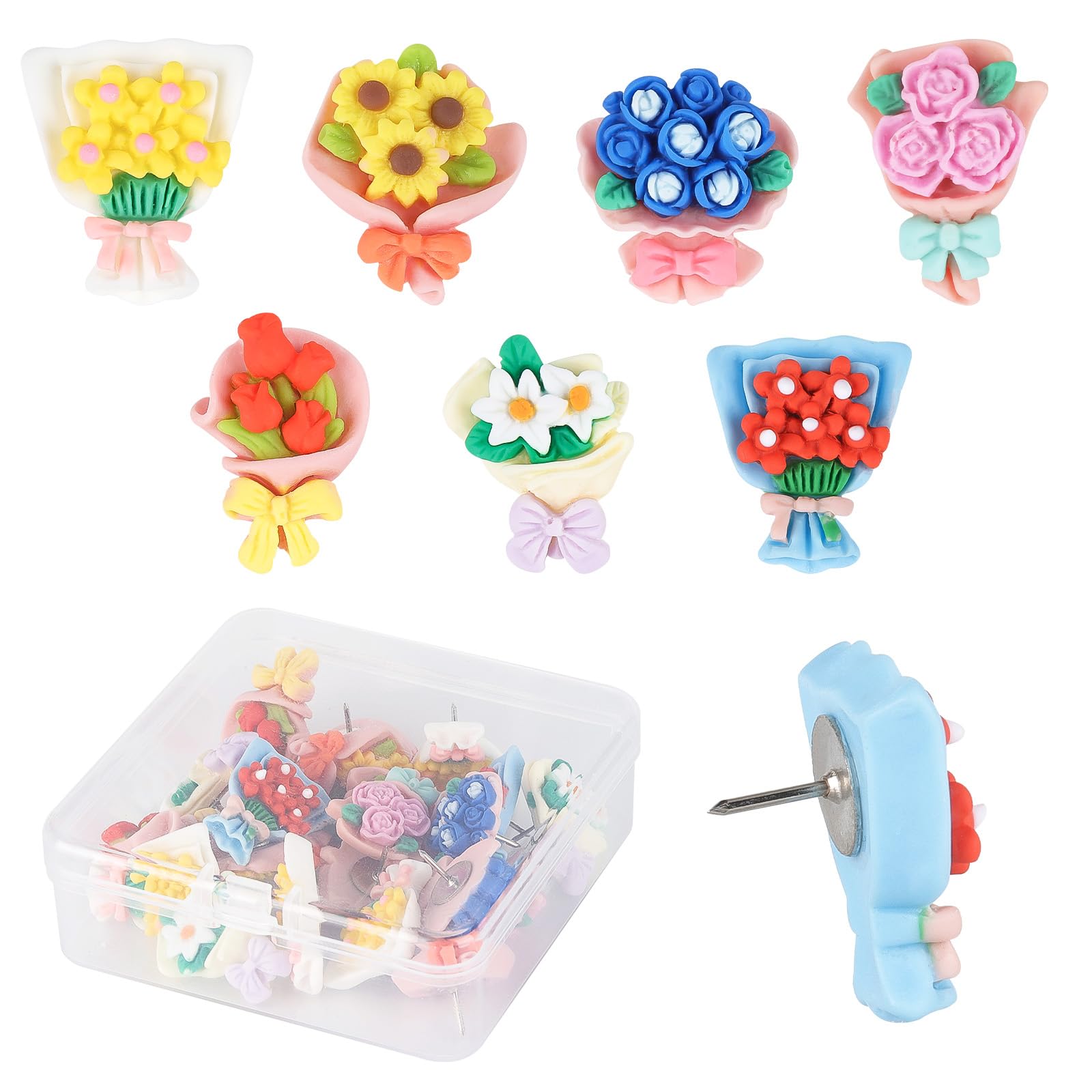 Amazon.com: 25Pcs Decorative Push Pins Cute Floral Thumb Tacks for ...