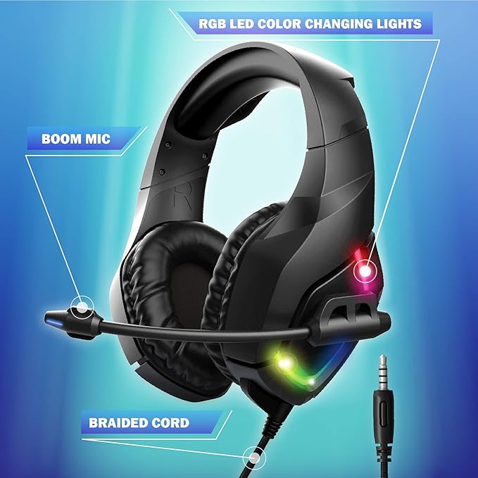 Amazon.com: five below Bugha Exclusive LED Gaming Headset w/Boom mic, 3 ...