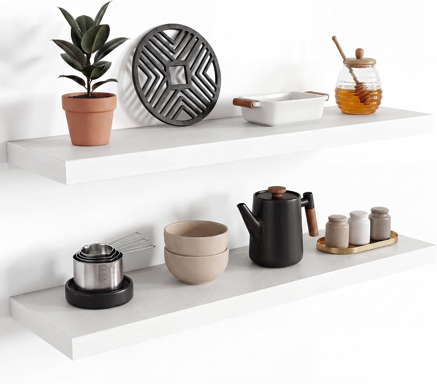 Amazon.com: Heimlove 40 Inch White Floating Shelves for Wall Set of 2 ...