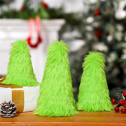 Amazon.com: Civaner 3 Pcs Lime Green Furry Christmas Decorations Fuzzy ...