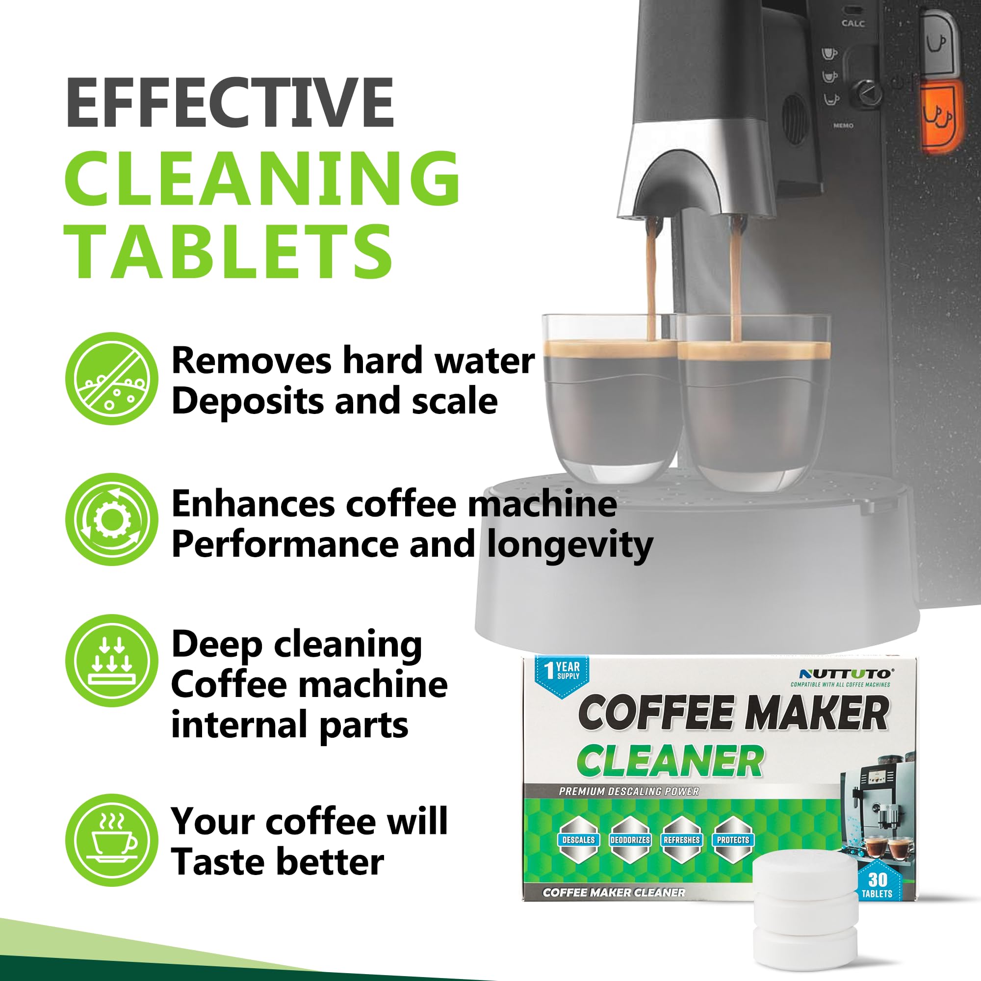 Snapklik.com : NUTTUTO NEW Espresso Machine Cleaning Tablets-30 Tabs ...