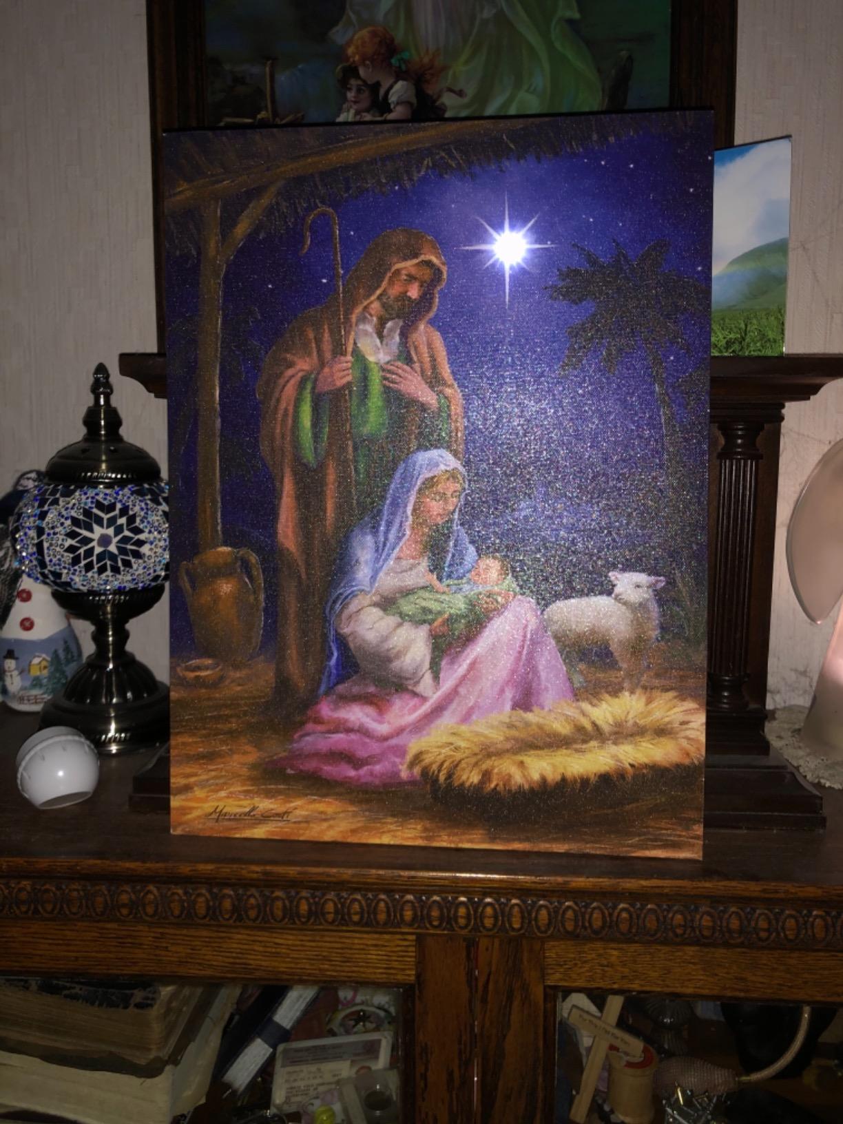 Amazon.com: BANBERRY DESIGNS Nativity Canvas Wall Art - Light Up ...