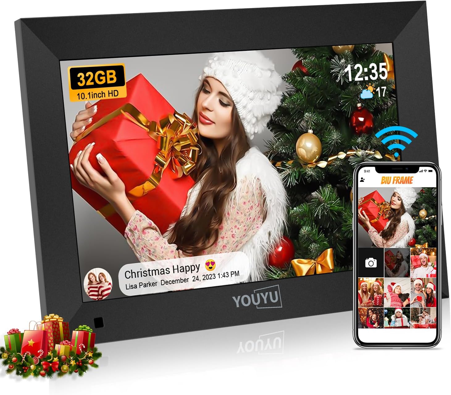 Amazon.com : Digital Picture Frame, YOUYU 10.1" WiFi Digital Photo ...