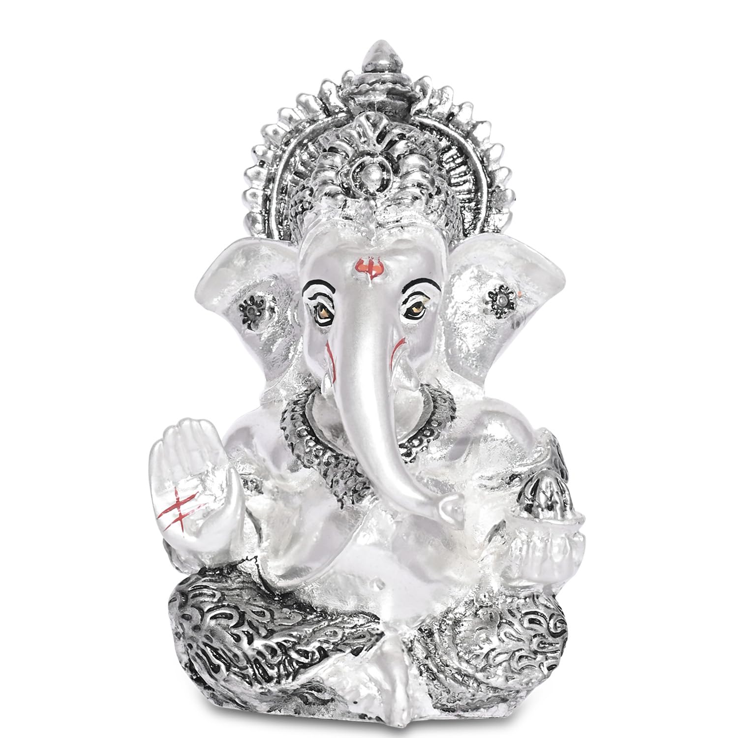 DIVINITI 999 Silver Plated Ganpati Idol with Silver Antique Finish ...