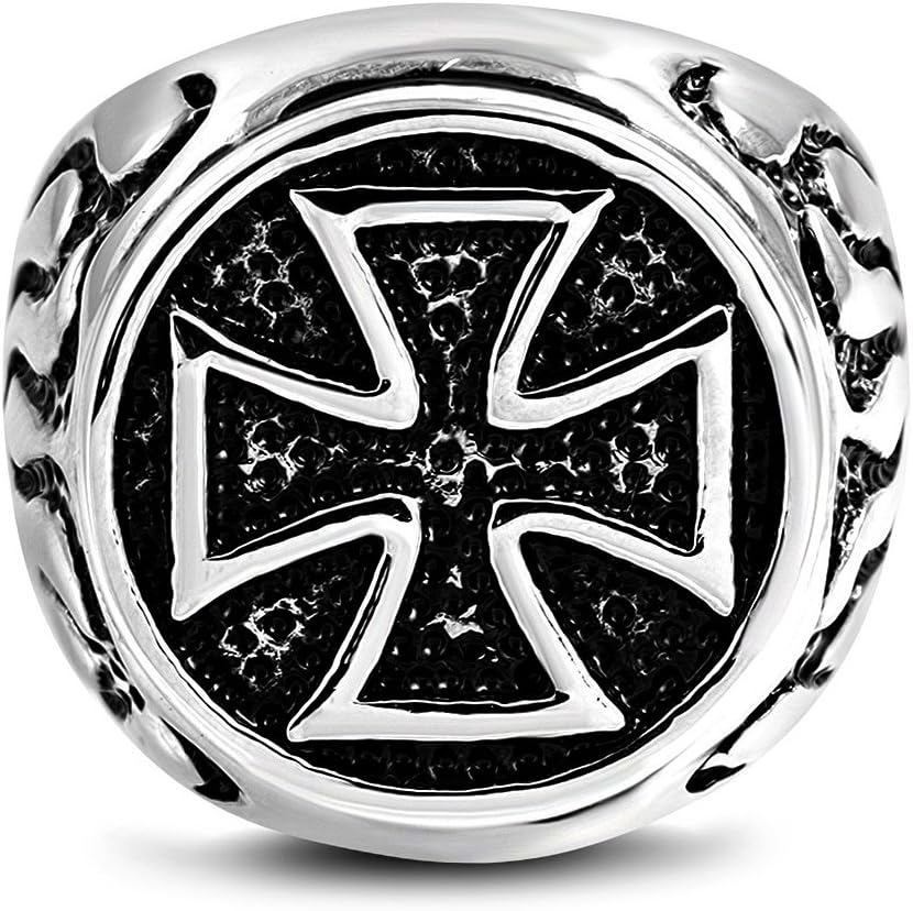 Stainless Steel 2 Color Pattee Cross Biker Ring|Amazon.com