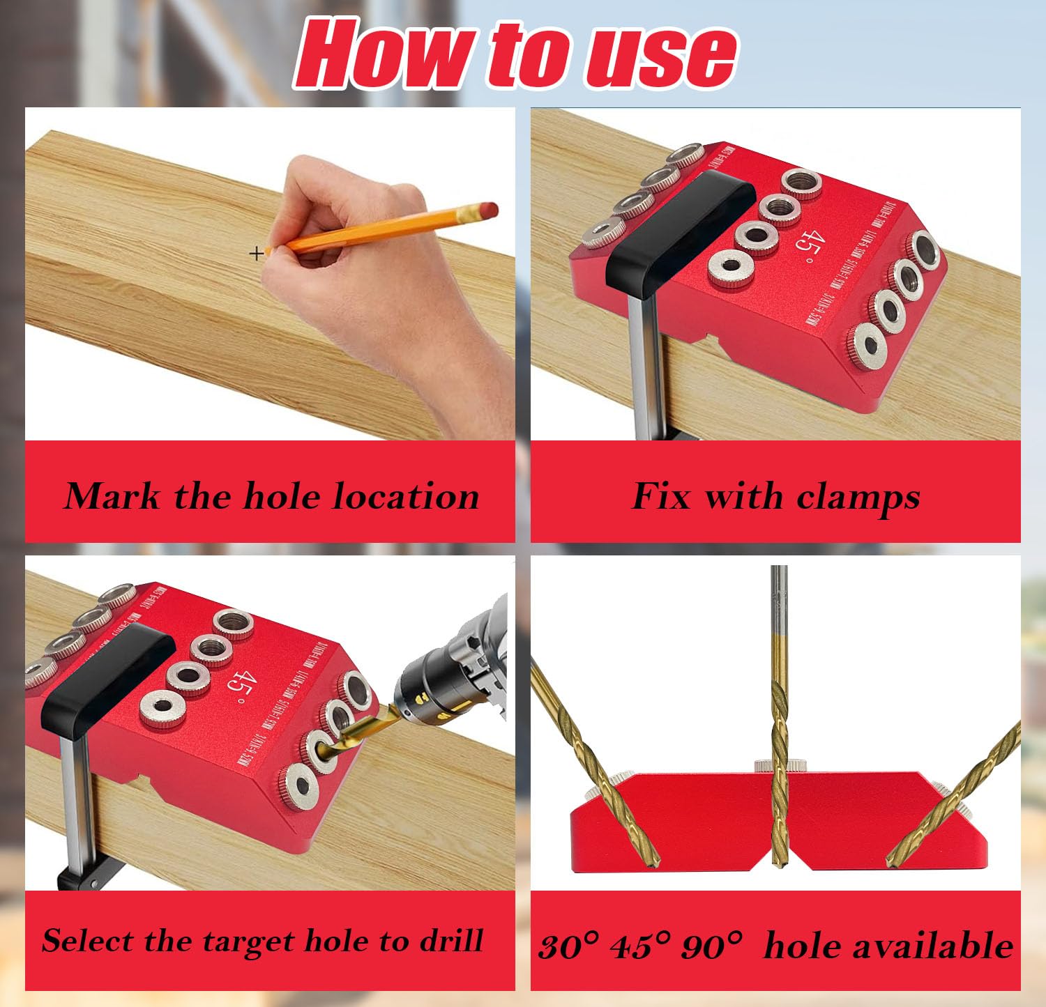 Snapklik.com : Socpuro 30 45 90 Degree Angle Drill Guide Jig