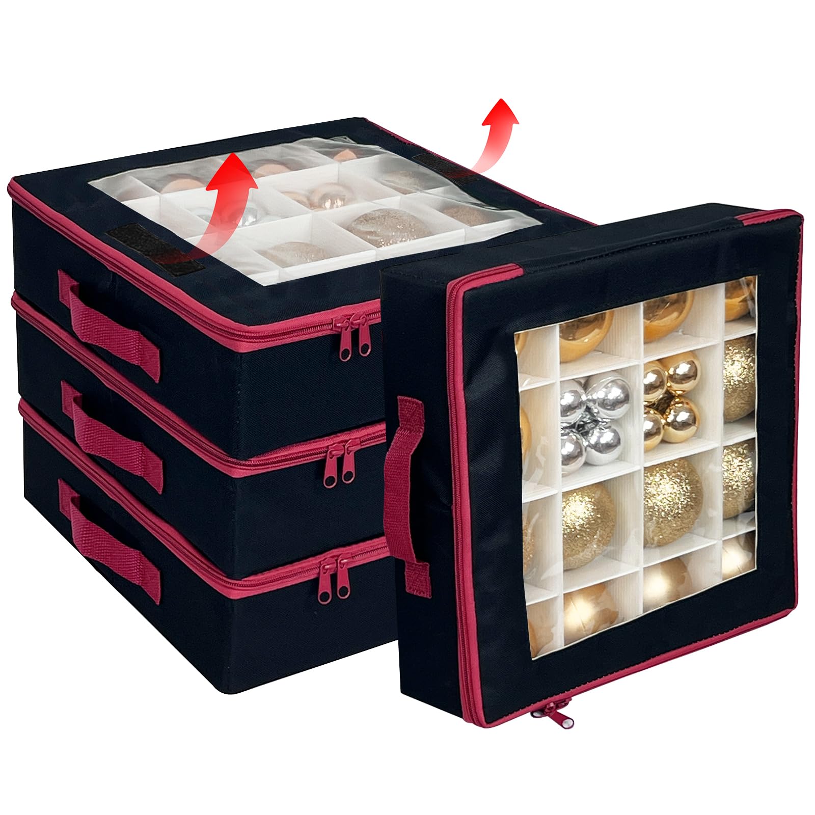 Amazon.com: VERONLY Christmas Ornaments Storage Box with Dividers - 4 ...