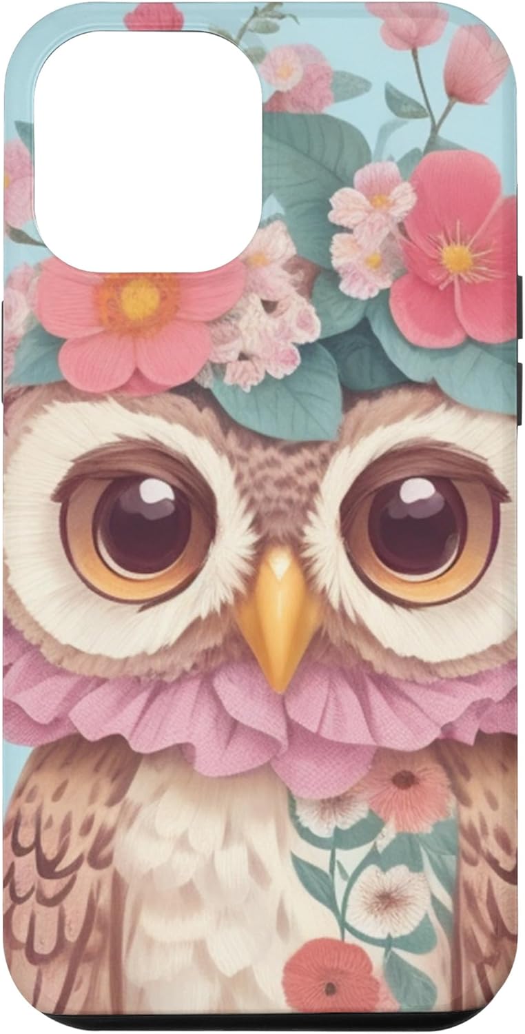 Amazon.com: iPhone 14 Pro Max Cute Cottagecore Floral Owl Design For ...