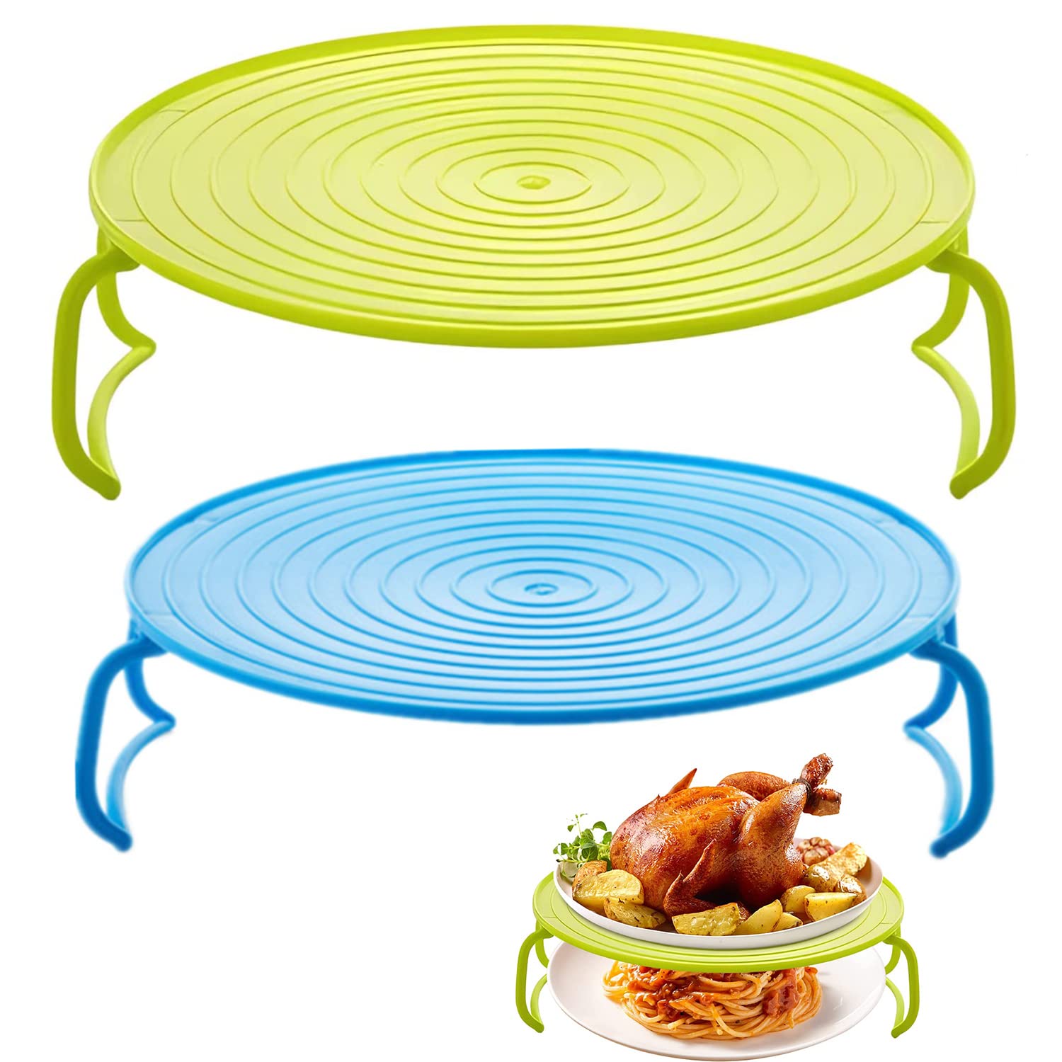 2 Pieces Microwave Folding Tray Multipurpose Oven Plate with Handle ...