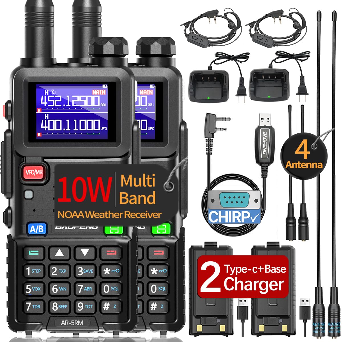 Amazon.com: BAOFENG Ham Radio 10W Long Range Handheld 5RM Two Way Radio ...