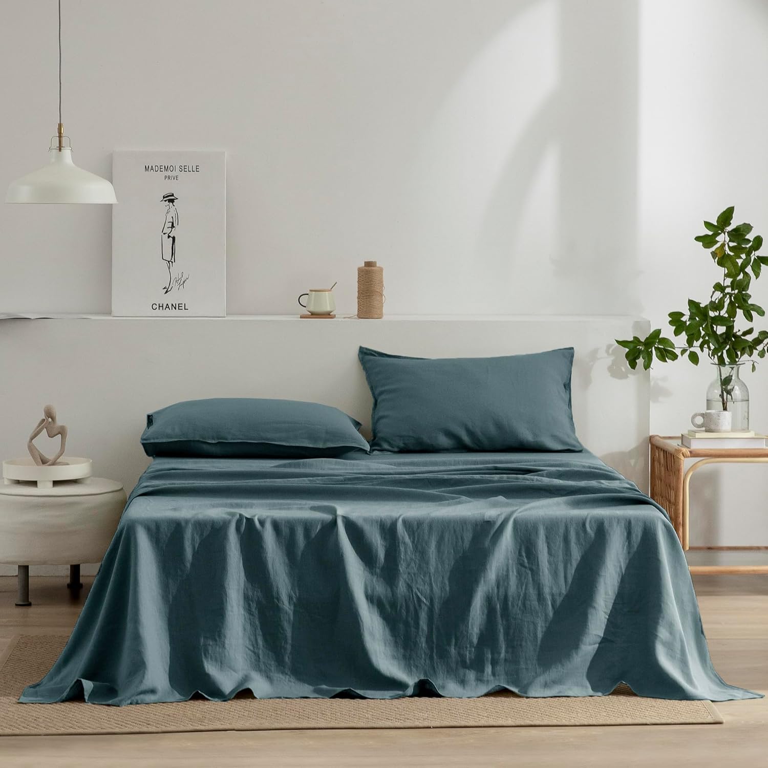 Amazon.com: EVERLY Linen Queen Sheets Set, 100% Stonewashed French ...