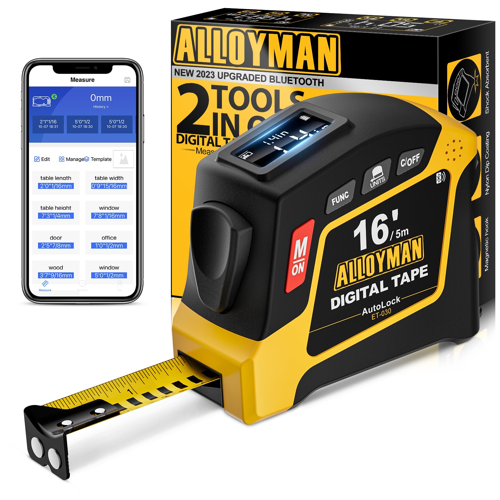 Snapklik.com : 2-in-1 Digital Tape Measure, 16Ft Measuring Tape, 50 ...