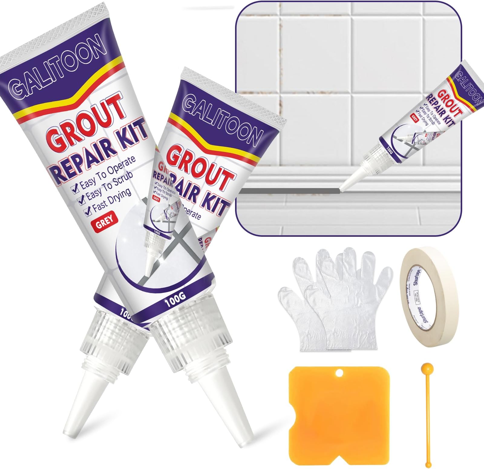 Penta USA White Grout Filler and Grout Removal Tool Bundle Set - 8.8 oz ...