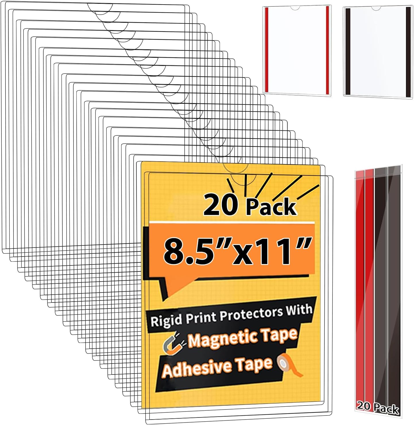 Amazon.com : PUJIANG 20 Pack Magnetic Sign Holder 8.5 x 11 - Wall Sign ...