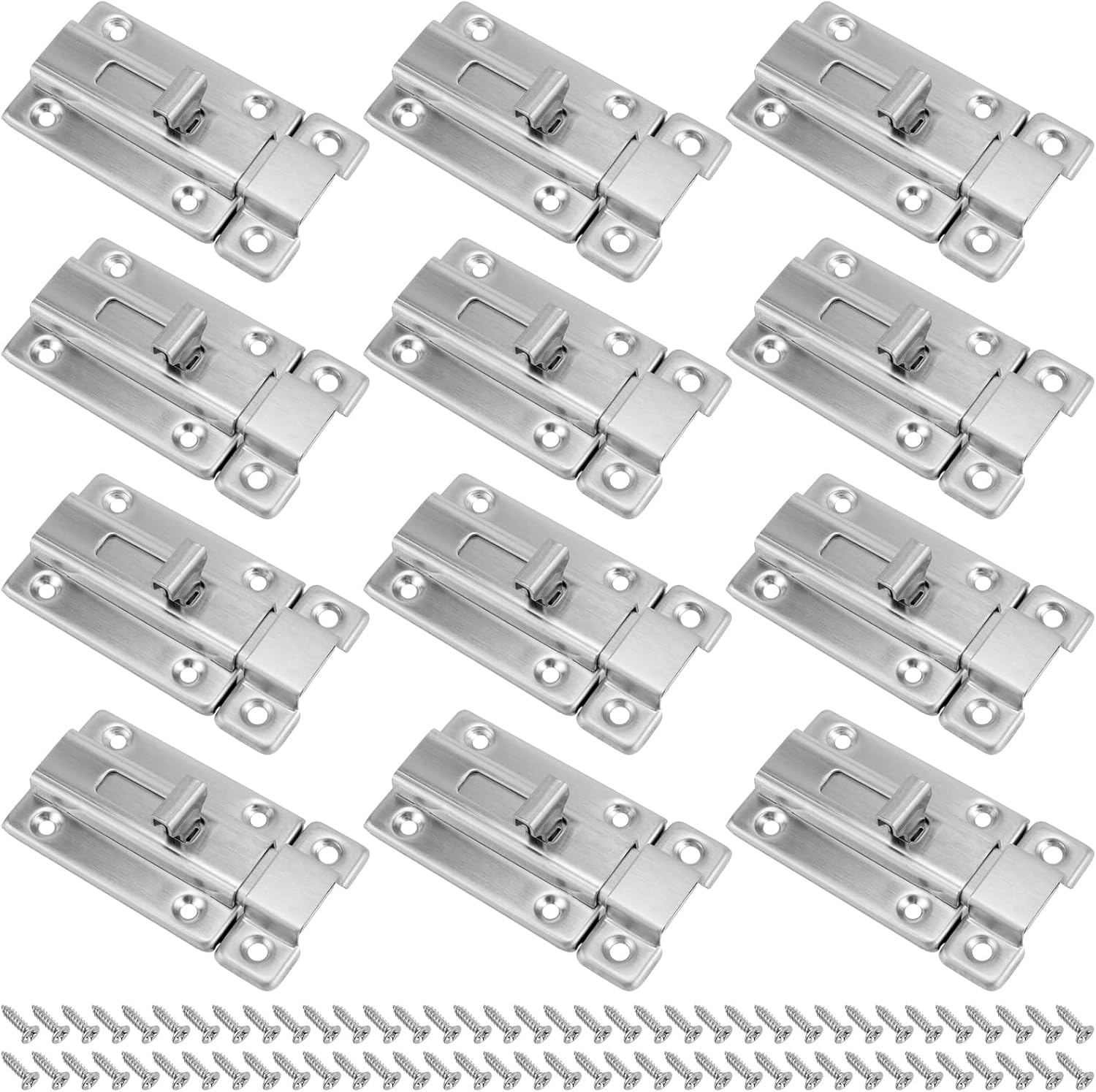 KEILEOHO 12 PCS 3 Inch Stainless Steel Slide Lock, Sliding Lock Barrel ...