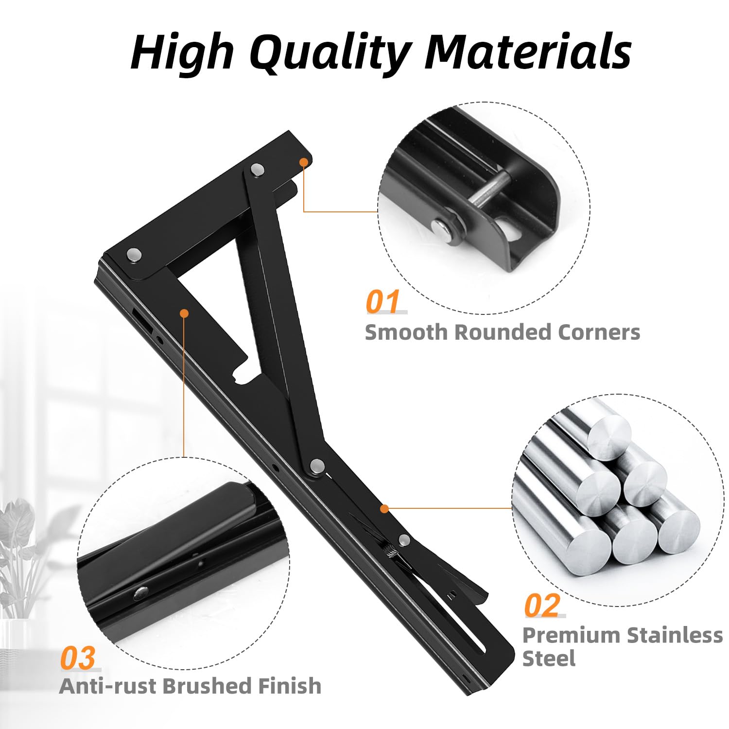 Snapklik.com : LuckIn 16 Inch Folding Shelf Brackets Heavy Duty ...