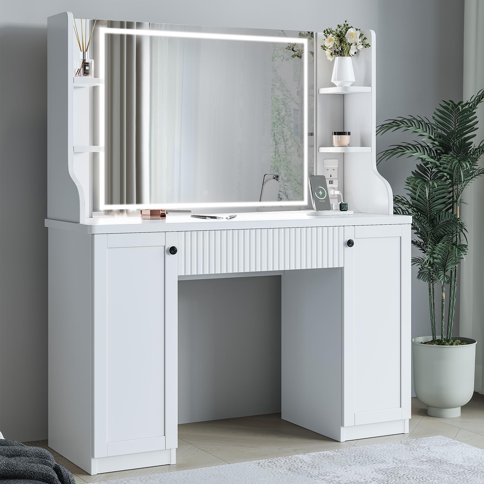 Dripex Dressing Table Vanity Desk with Mirror and Drawers Vanity Table ...