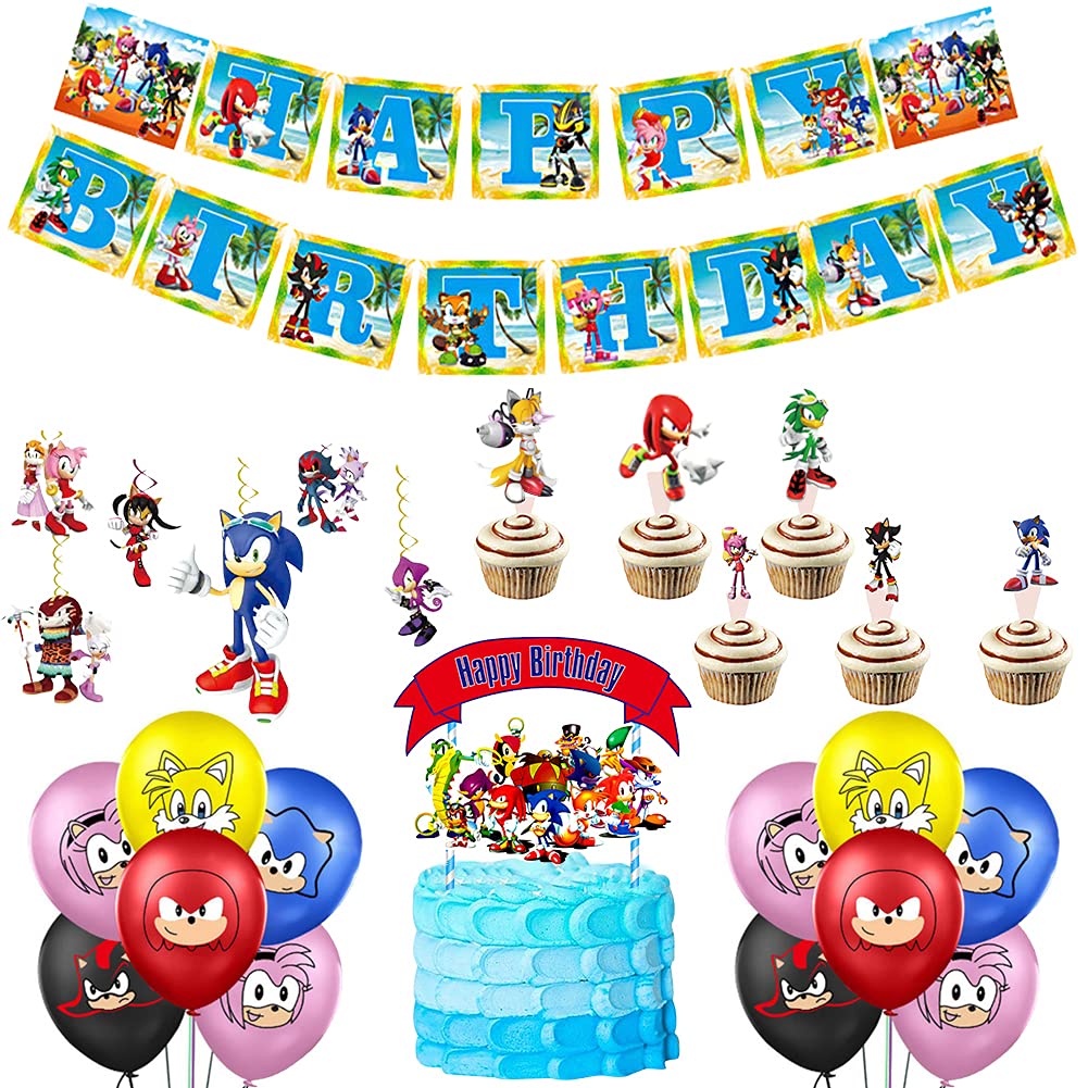 Buy Sonic Party Decorations Pack, 33PCS Sonic Party Supplies Sonic ...