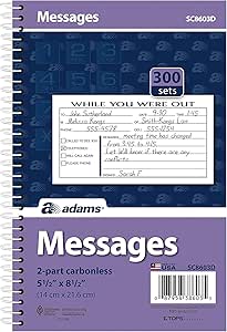 Adams Phone Message Book, 8.5 x 5.25 Inch, Spiral Bound, 2-Part ...