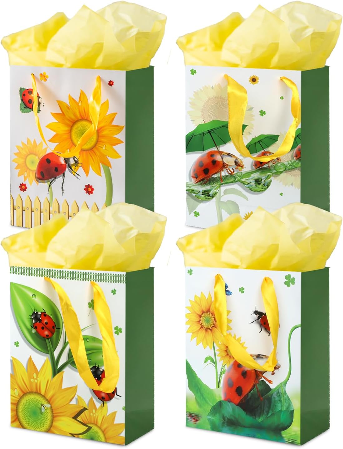 Amazon.com: RACHELLE'S Paper Gift Bags with Tissue Paper (4 Pack) - 9 ...