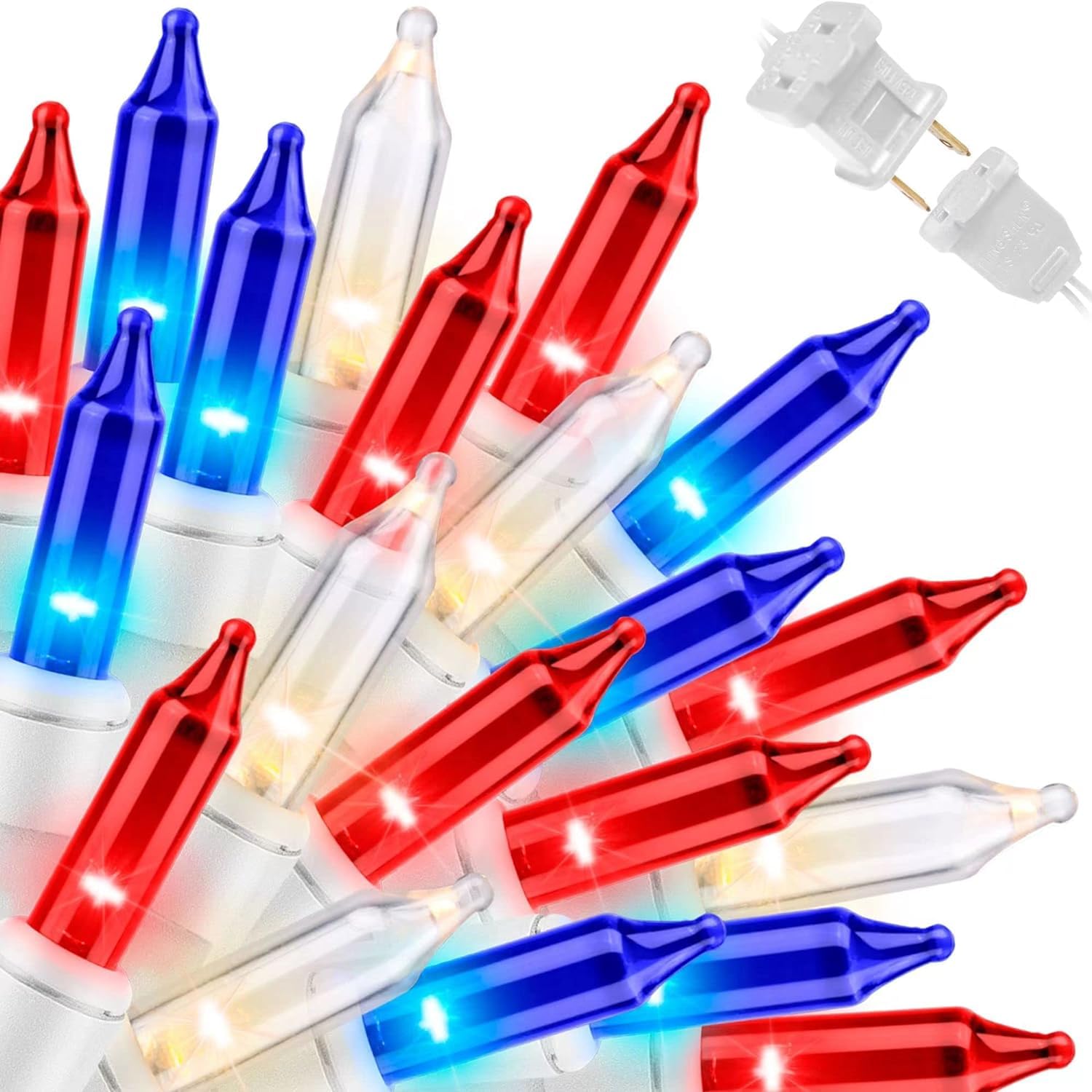 Amazon.com: LAMPHOME 100 Count Red White and Blue Mini String Lights ...