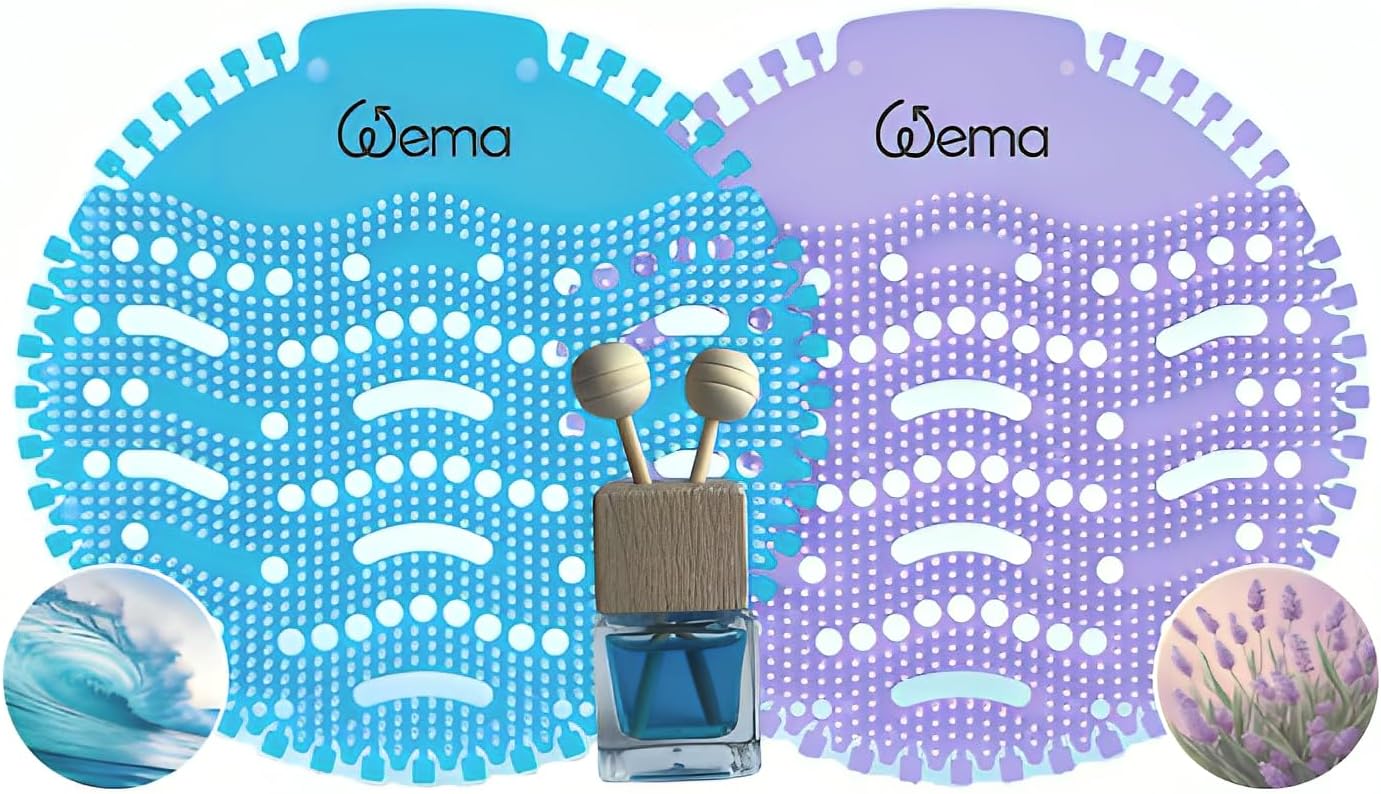 WEMA Urinal Screen Deodorizer with 8ml diffuser - 10 Pack (5pcs Blue Ocean and 5pcs Purple ...