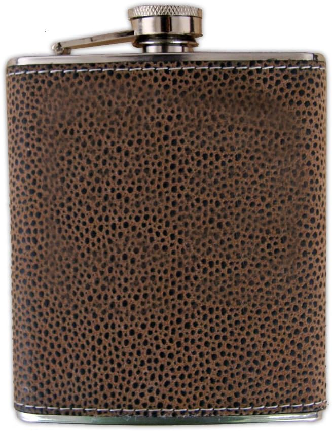 Amazon.com | Bellemonde Dark Brown Scotch Grain Stainless Steel Flask ...