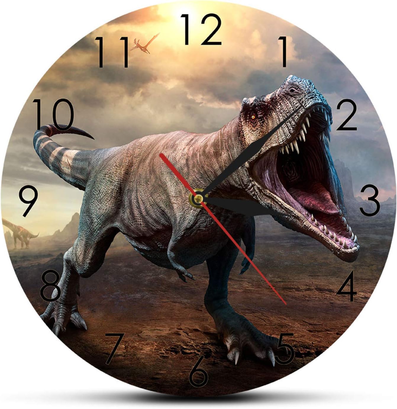 Amazon.com: Jurassic King T-Rex Tyrannosaurus Wall Clock T-Rex Roaring ...
