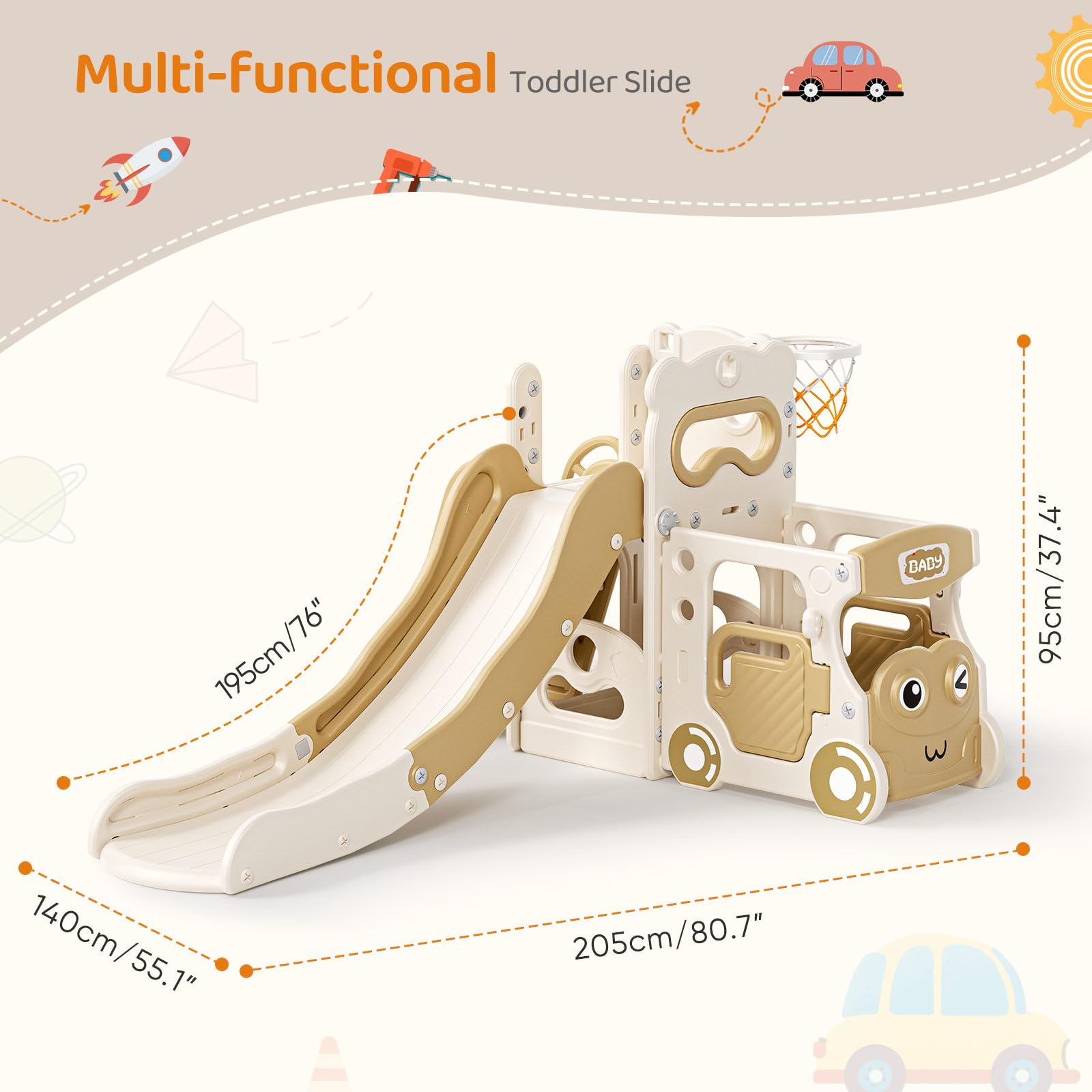 Snapklik.com : Ixdregan Toddler Slide Indoor, 4-in-1 Kids Slide Playset ...