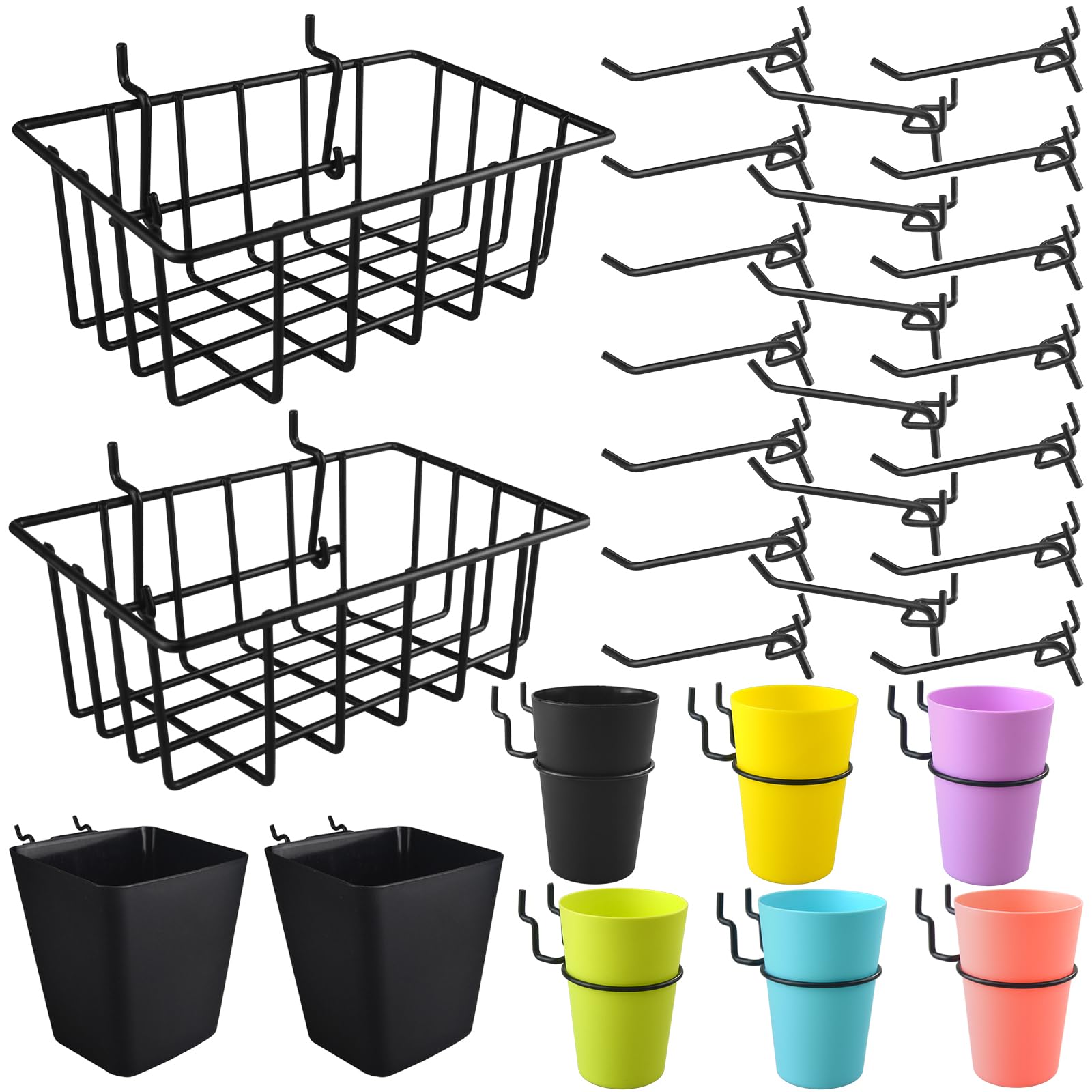 Amazon.com: Pegboard Bins Baskets Organizer with Peg Board Hooks Cups ...