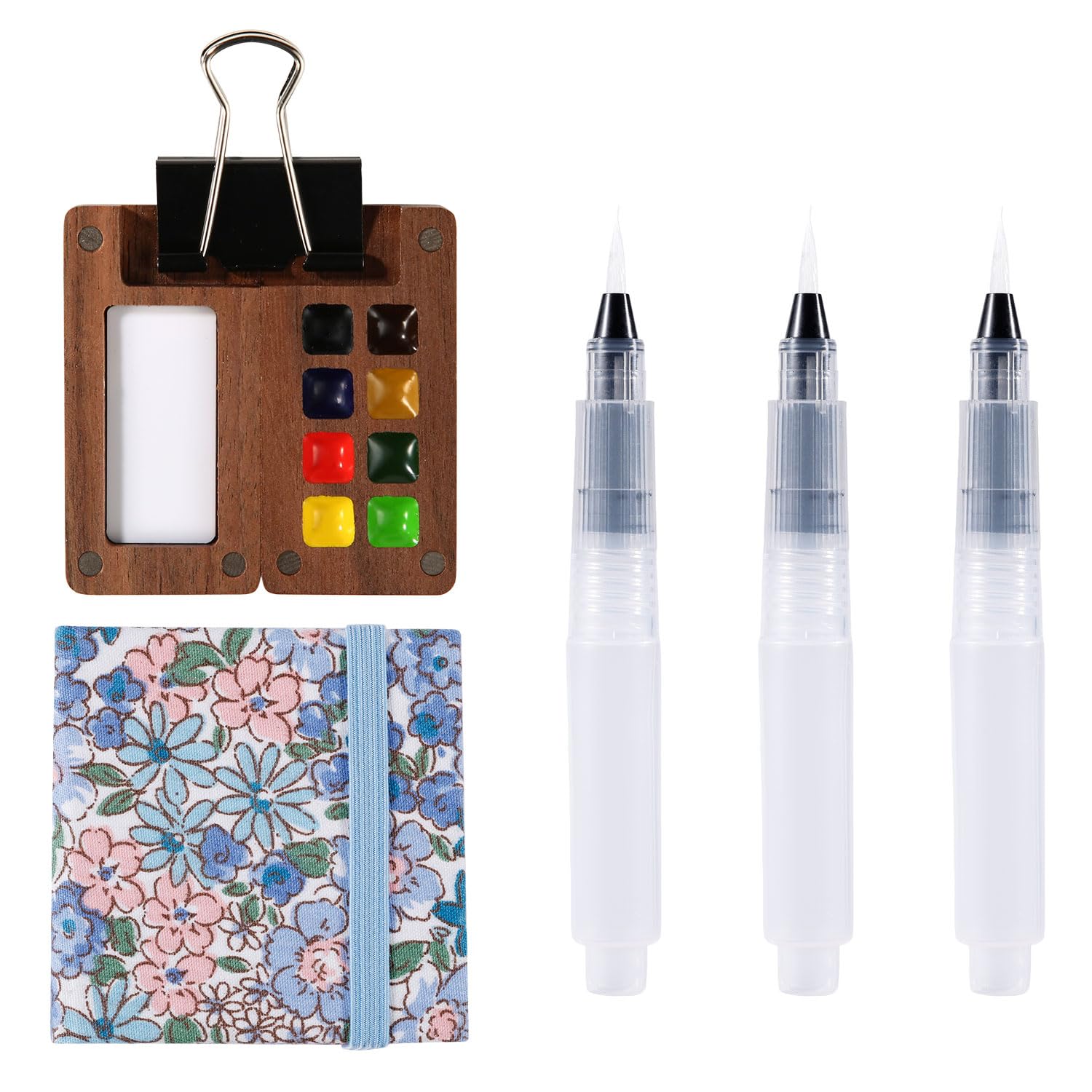 Mini Paint Palette Set, Wooden 8 Grids Mini Pocket Watercolor Palette ...