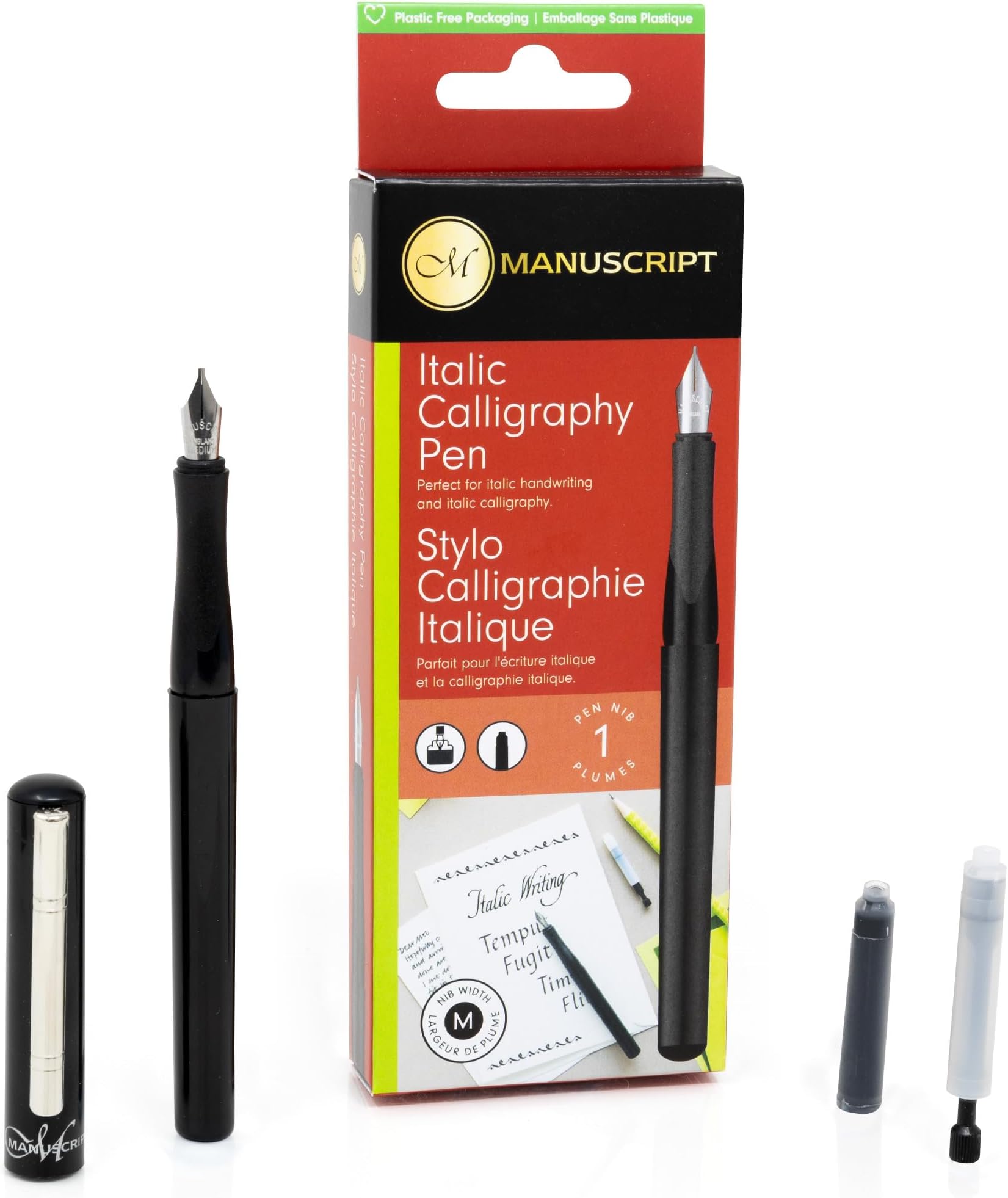 Manuscript Left Handed Nib Italic Pen, Black : Amazon.co.uk: Stationery ...