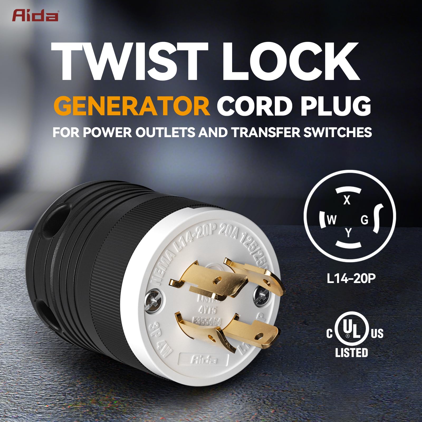 Snapklik.com : NEMA L14-20P Locking Plug, 20 Amp, 125/250 Volt, 3-Pole ...