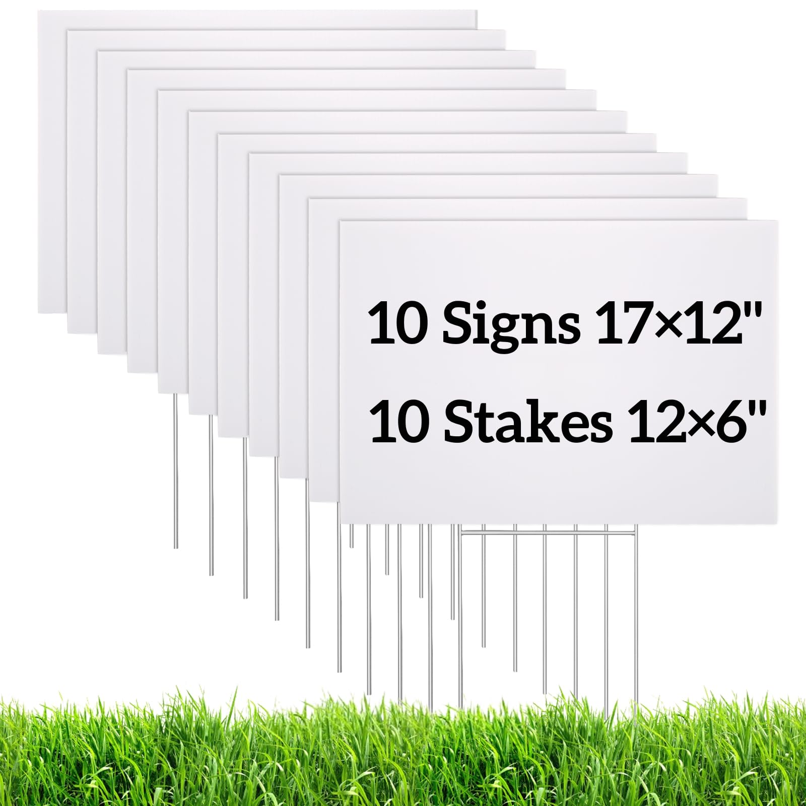 Amazon.com : Goaste 10 Pack Blank Yard Signs with H Metal Stakes, Real ...
